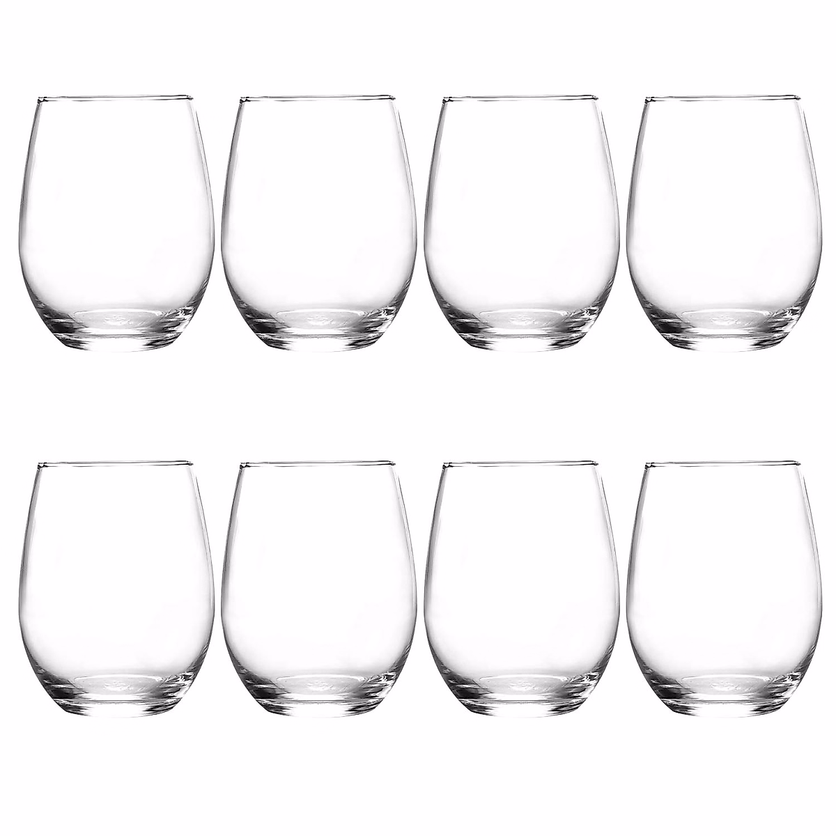Clear 20oz Stemless Wine Glass,Large Cup For Enhanced Aeration with Durable Chip Resistant Rim For White Wine,Beverage Cups For Red Wine,Sleek Modern Drinking Tumbler Drinking Glass 8pack