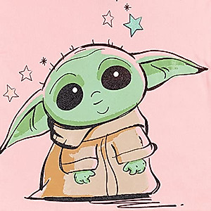 STAR WARS The Mandalorian The Child Little Girls Pullover Fleece Hoodie and Leggings Outfit Set Pink/Green 7-8