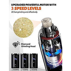 Toozey Dog Nail Grinder with 4 LED Lights, Professional 3-Speed Powerful Electric Dog Nail Trimmer with 2 Grinding Wheels, Dog Nail File Painless Paws Grooming for Small Medium Large Dogs & Cats