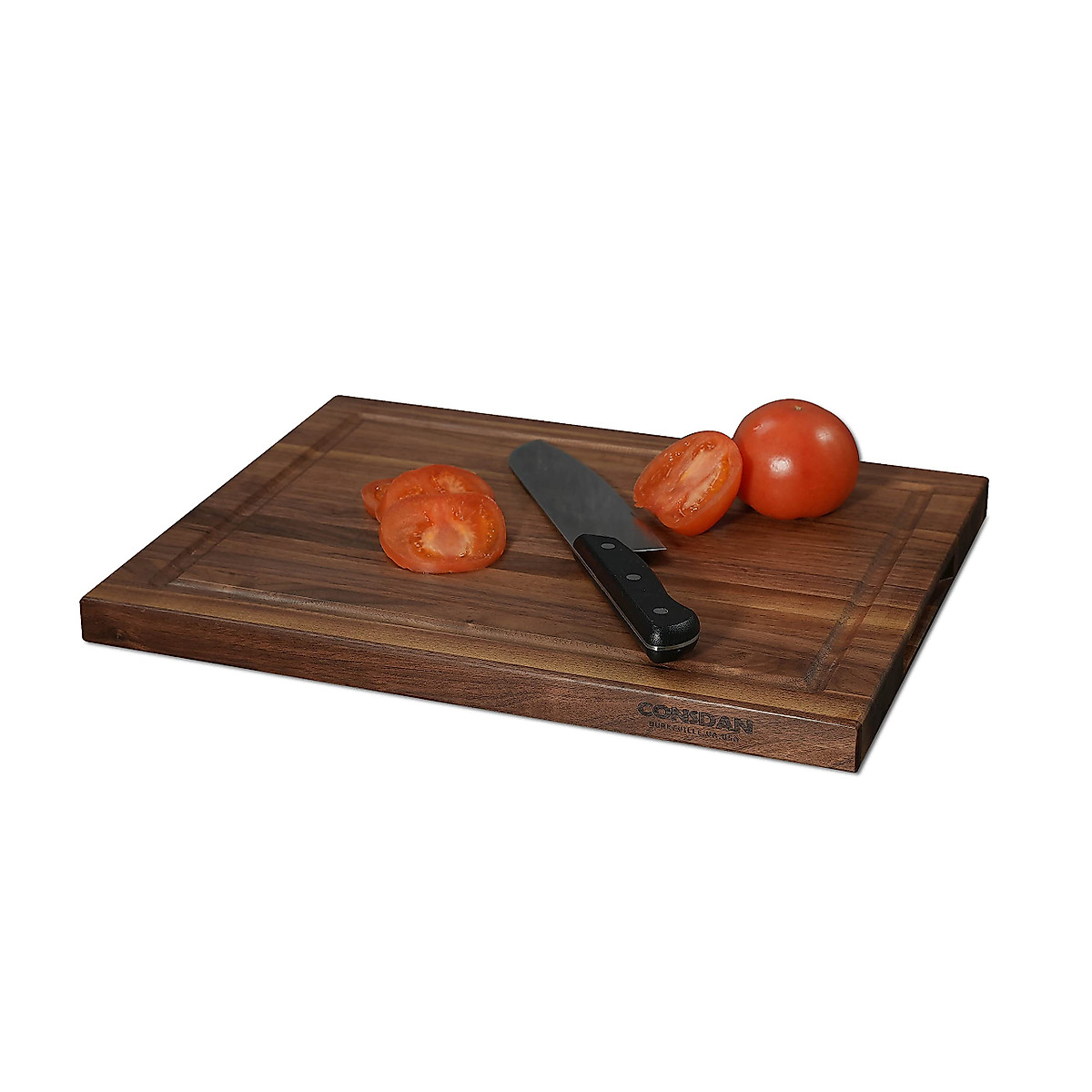 CONSDAN Black Walnut Butcher Block Cutting Board with Invisible Inner Handles, USA Grown Hardwood, 1" Thick, 20" L x 15" W