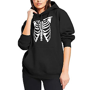 AOBUTE Adult Lightweight Skeleton Hoodie Drawstring Halloween Pocket Hooded Pullover XL