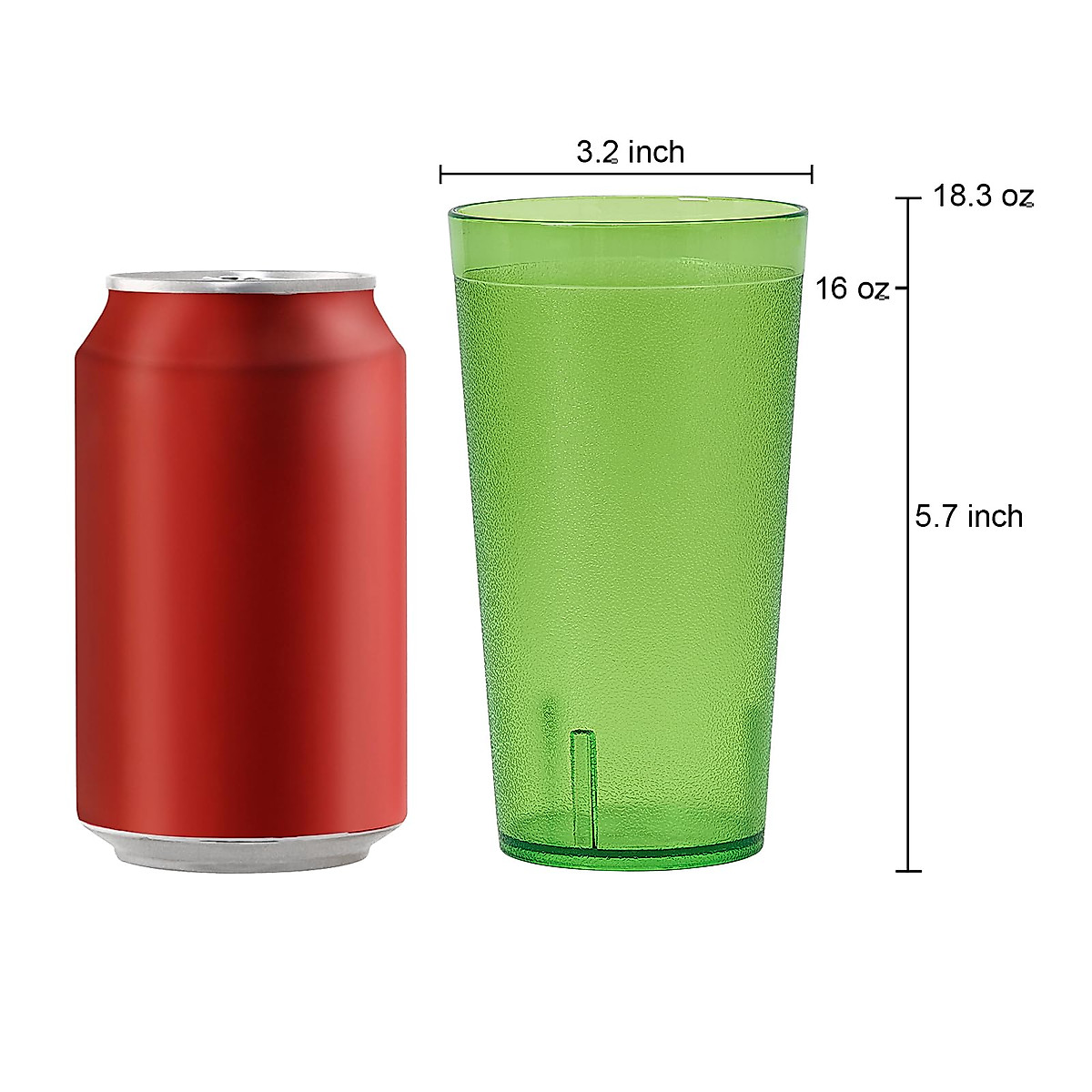 Plastic Cups Reusable, Plastic Tumblers Drinking Glasses Set of 8, Unbreakable Drinking Cup for Kitchen, BPA Free Stackable Restaurant Cups for Hot Drink & Cold Drink (Colorful, 16 oz)