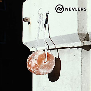 Nevlers 2 Pack Himalayan Salt Lick on Ropes for Animals -All Natural Pure Mineral Block - Himalayan Salt Block for Deer, Salt Block for Horses, Cows, & Other Livestock - 4.5-6 lbs Each