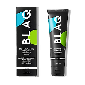 BLAQ Activated Charcoal Teeth Whitening Toothpaste | Vegan Organic SLS Free Toothpaste with Coconut Oil and Bentonite Clay | Charcoal Toothpaste for Whitening Teeth, Removing Stains - 4 OZ / 113g