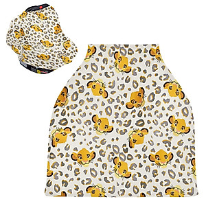 Car Seat Covers for Baby Lion Leopard Nursing Cover Breastfeeding Cover Scarf, Soft Stretchy Carseat Canopy Cover Multi-Use Breathable Stroller Cover for Baby Boy Girl Gifts