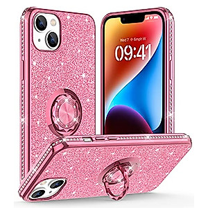 OCYCLONE iPhone 14 (6.1") Glitter Diamond Case with Ring Stand - Pink, Women & Girls