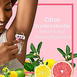 BIC Soleil Escape Women's Disposable Razors With 4 Blades for a Sensorial Experience and Comfortable Shave, Pack of Citrus Scented Handle Shaving Razors for Women, 4 Count