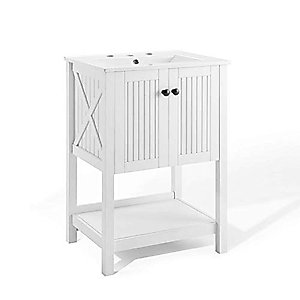Modway Steam Bathroom Vanity Cabinet, 24" with White Sink