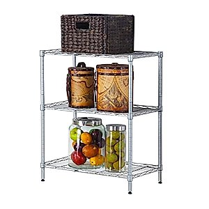 BELANITAS 3 Tier Wire Shelving Unit Adjustable Height Storage Shelves Heavy Duty Metal Shelf Steel Wire Shelving Rack with Wheels, 23" L x 13" W x 32" H, Sliver
