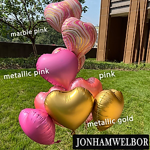 JONHAMWELBOR Red Heart Balloons Foil (18in 20Pcs) Helium or Air Filled Metallic Aluminum Heart Shape Mylar Balloons Decorations Supplies for Girl Women Birthday Wedding Bridal Baby Shower Party (Red)