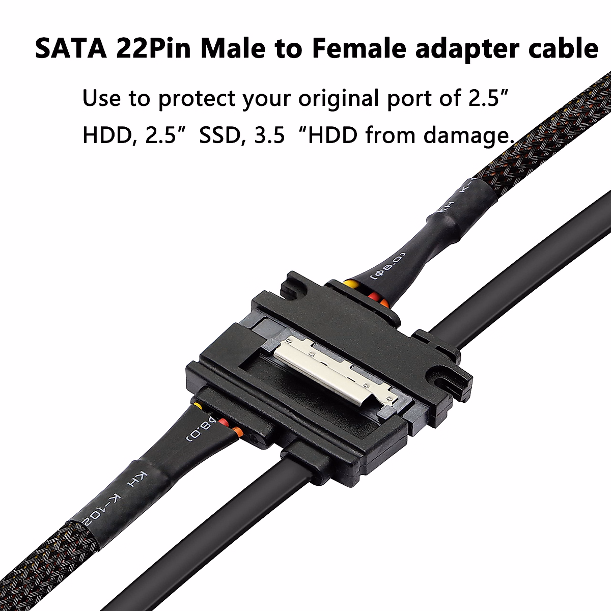 GELRHONR 22Pin SATA Power Extension Cable,22 Pin（7+15） Sata Male to Female Data and Power Combo Extension Cable with Locking Latch,for HDD,SSD,Optical Drives, DVD Burners, PCI Cards-0.3M(6Gbps/s)