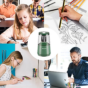 JARLINK Electric Pencil Sharpener, Heavy-Duty Helical Blade to Fast Sharpen, Auto Stop for No.2/Colored Pencils(6-8mm), USB/Battery Operated in School Classroom/Office/Home (Green)
