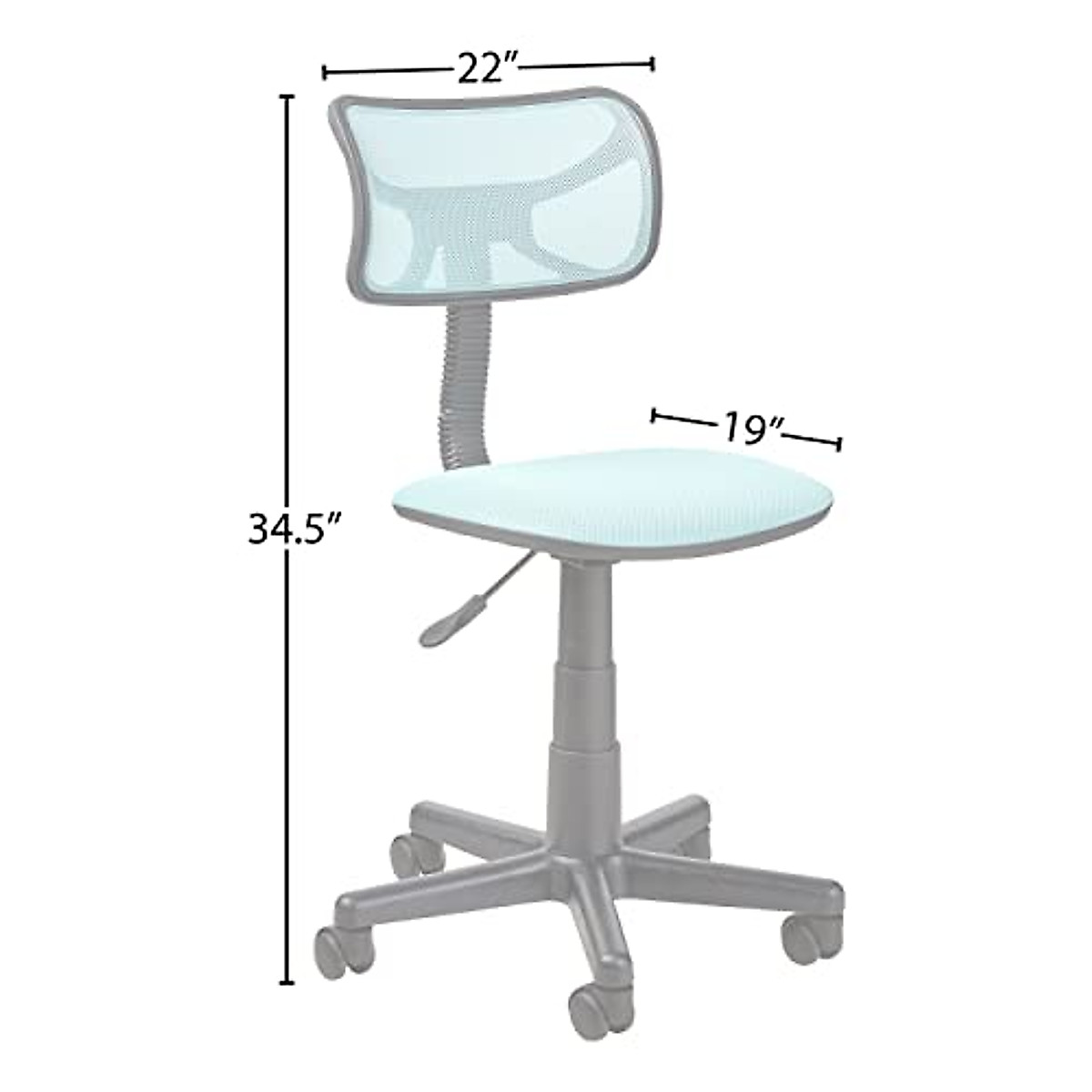 Urban Shop Swivel Mesh Desk Chair, Blue 20.86D x 22W x 33.46H in