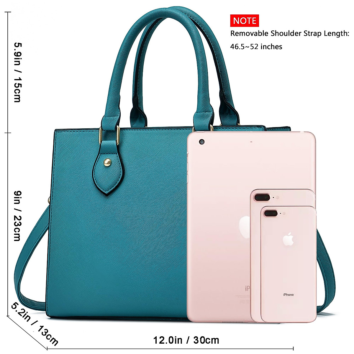 CHICAROUSAL Crossbody Purses and Handbags for Women PU Leather Tote Top Handle Satchel Shoulder Bags (Blue Green)