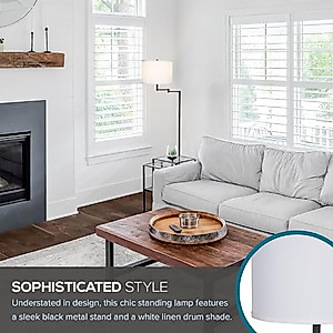 Catalina Lighting 24288-000 Traditional Swing Arm Floor Lamp for Office, Living Room, Dorm or Bedroom, Smart Home Compatible, Bulb Not Included, 60", Black