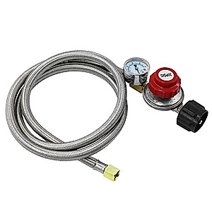 MENSI 0-30PSI High Pressure Adjustable Propane Regulator with Braided Hose 60inches