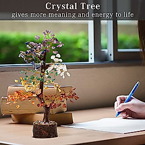 Handcrafted Healing Crystal Bonsai Tree - Feng Shui Chakra Tree with 300 Wooden Beads for Positive Energy and Balance - Perfect Home/Desk Decor and Reiki Good Luck Crystal Gifts by Karma Pledge