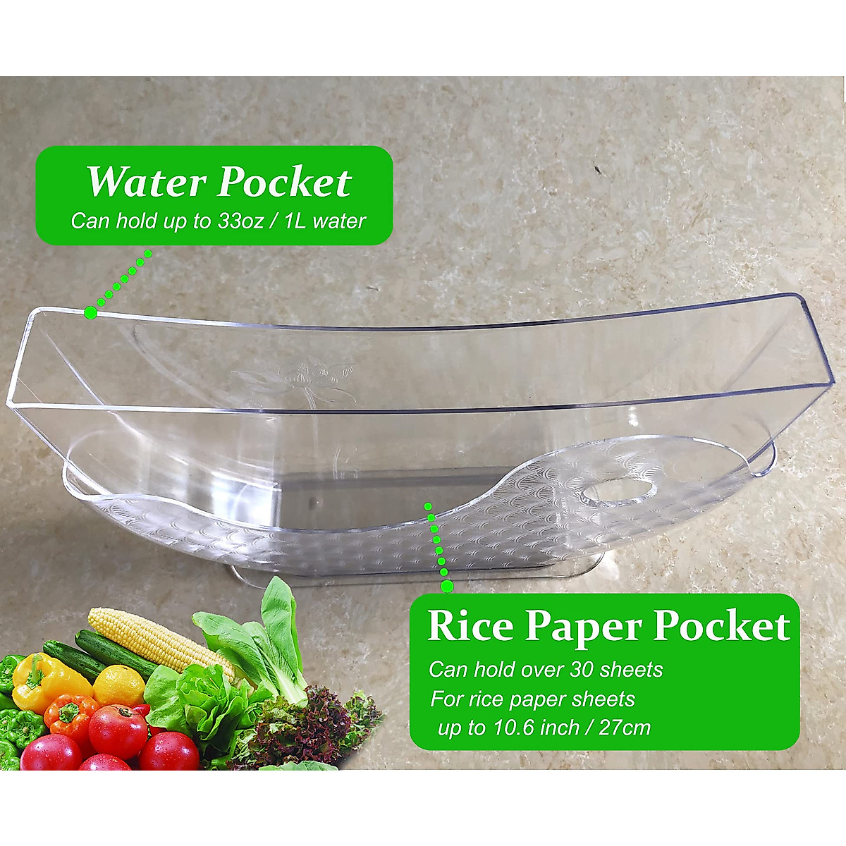Aihmilcl Rice Paper Water Bowl Holder,Summer Roll Water Bowl Rice Paper Wrappers for Spring Rolls 10.62" One Pack(Rice Paper Not Included)