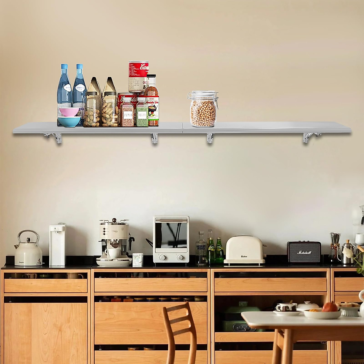 Hilberiazel Concession Shelf 96L x 12W Inch, Stainless Steel Drop Down Folding Serving Food Shelf Stand, for Concession Windows, Wall-Mounted