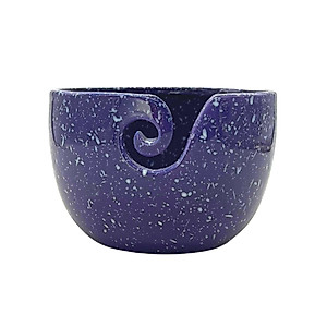 Darn Good Yarn handcrafted ceramic knitting crocheting yarn bowl| Purple speckled design| Large- holds at least 2 balls of yarn