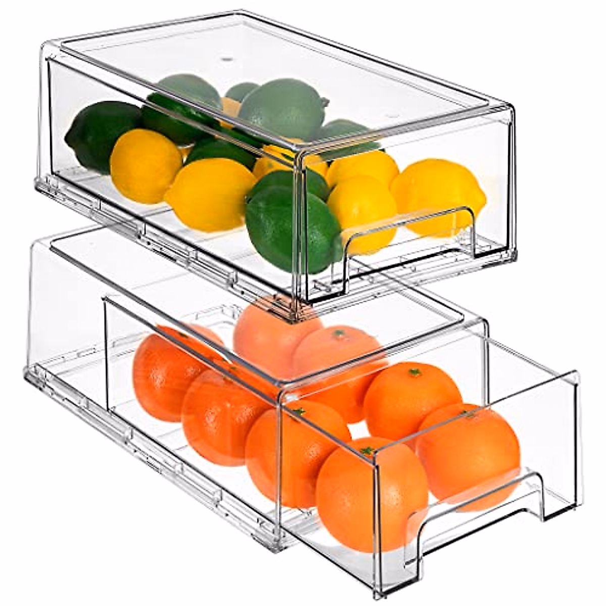 Sorbus Fridge Drawers - Clear Stackable Pull Out Refrigerator Organizer Bins - Food Storage Containers for Kitchen, Refrigerator, Freezer, Vanity & Fridge Organization and Storage (2 Pack | Medium)