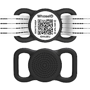 QR Personalized Pet ID Dog Tags, Silent Silicone QR Code ID Tags, Send Pet Location Alert Email When Scanning, No App Need, Multi-Pet Management, Black&White