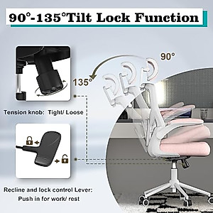 Ergonomic Office Chair, High Back Mesh Desk Chair with Molded Foam Cushion, Adjustable Headrest, Lumbar Support, Lock Function (Petal Pink)