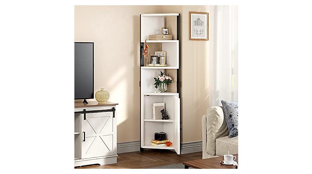 YITAHOME 5-Tier Corner Bookshelf for Stylish Storage