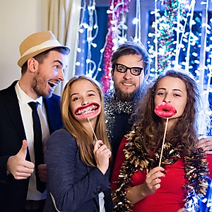 cobee Party Photo Booth Props, 20pcs Funny Mouth Lips Photo Booth Prop with Wood Stick Novelty Selfie Handheld Props for Carnival, Wedding, Birthday, Graduation, Party, Halloween Accessories(Style A)