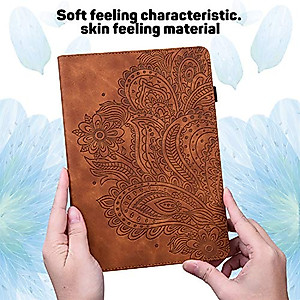 Fire HD 8 8th/7th/6th Generation Case, UGOcase Embossed Pattern PU Leather Multi-Angle Folio Stand Cover Case with Elastic Band Stylus Loop for Amazon Kindle Fire HD 8 2016/2017/2018 Release, Brown