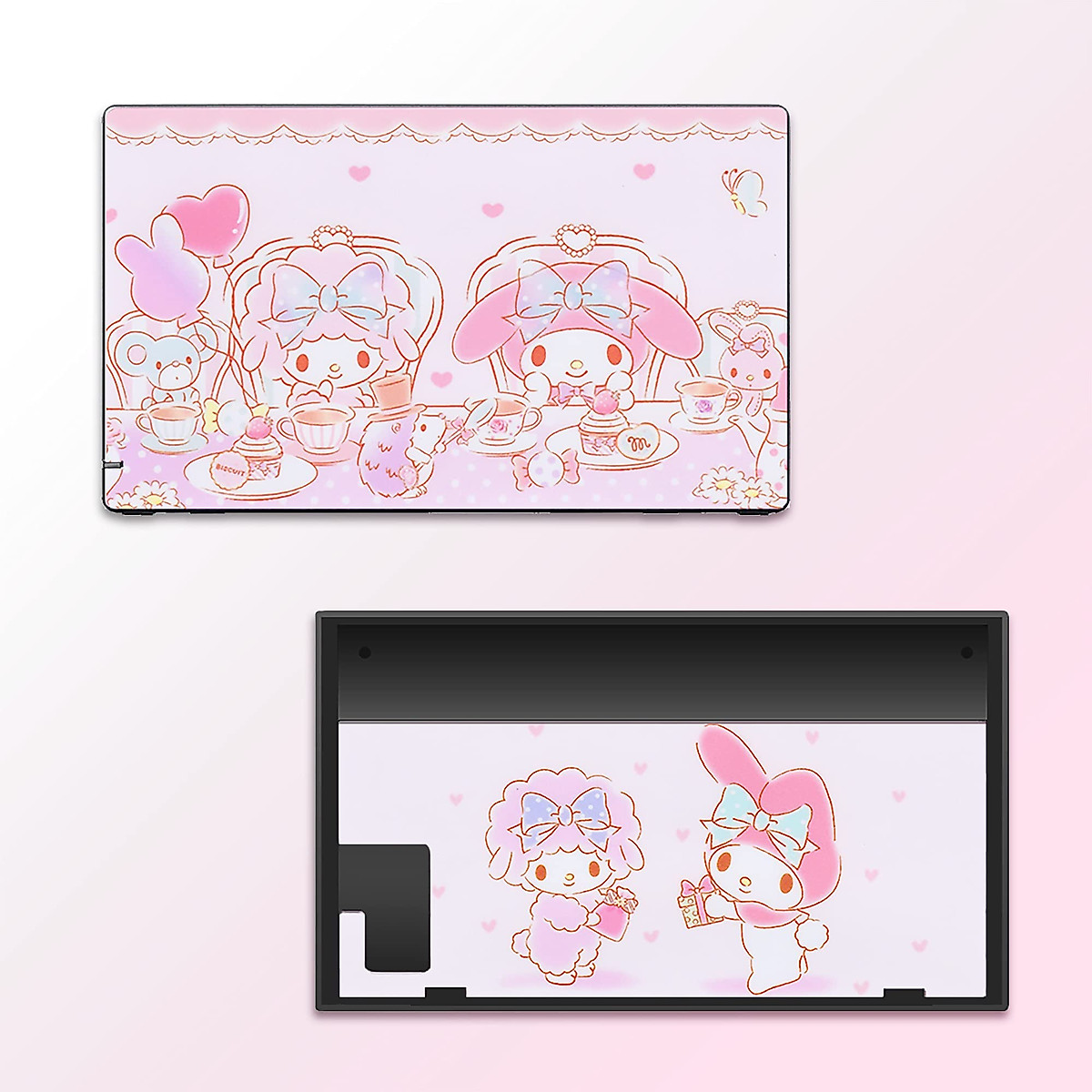 BelugaDesign Hello Melody Switch Skin | Cute Pastel Sticker Wrap Vinyl Decal | Bunny Animal Anime Kawaii Japanese Cartoon Game l Compatible with Nintendo Switch (Switch Standard, Pink)