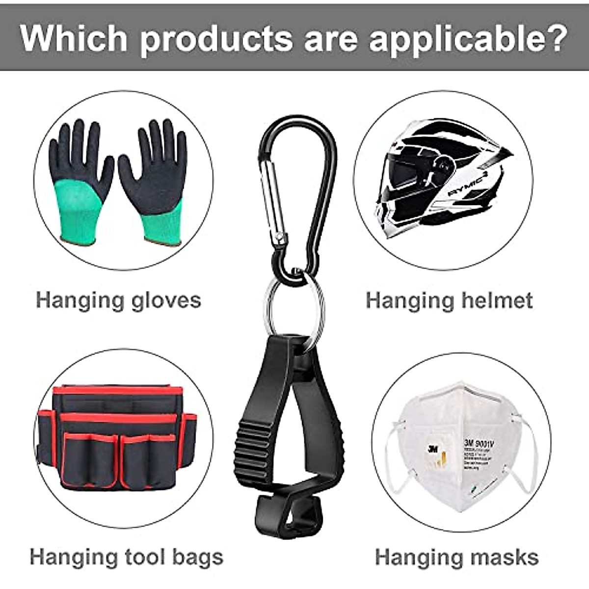 RICHARDJOV 6PCS Glove Clip Holder Safety Work Gloves Clip for Belt, Metal Glove Keeper Loop Glove Grabber Clip Holder(Black)