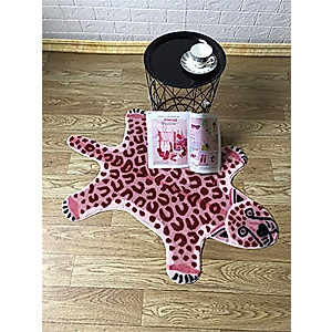 Leopard Print Rug Faux Animal Printed Cowhide Skin Rug Cheetah Area Rugs Carpet Cute Leopard Rugs for Playroom Livingroom, 43.2in L x 28.8in W / 2.4 x3.6 Feet (Pink)