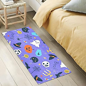 Fluffy Floor Carpet-Halloween Skeleton Cartoon 39x20in Front Door Mat Indoor Machine Washable Carpet,Aesthetic Rug