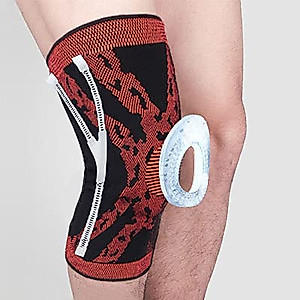YCSM 1 Piece of Knee Joint Patella Protector Silicone Spring Knee Pads Sports Knee Pads Suitable for Meniscal Tear Arthritis to Relieve Joint Pain. (Color : New Orange, Size : XXL)
