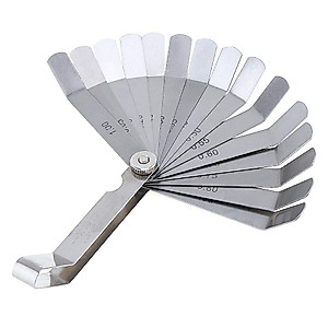 OriGlam Offset Feeler Gauge Set with 16 Blades, Standard Metric Offset Valve Feeler Gauge for Measuring Gap Width/Thickness 0.05mm - 1.0mm