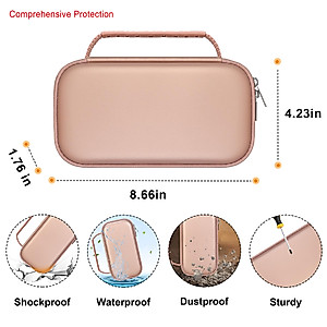 Elonbo Hard Travel Case for Texas Instruments TI-Nspire CX II CAS/CX II/CX CAS Color Graphing Calculator, Extra Zipped Pocket Fits Charging Cable, Charger, Manual, Rose Gold