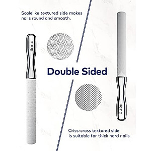llano Metal Nail File, Stainless Steel Nail Files for Natural Nails with Leather Case, Medical Grade Double Sided Toenail Files for Thick Nails, Professional Fingernail Files for Women Men and Seniors