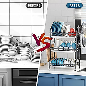 DUANFEE 3 Tier Dish Drying Rack and 2 Tier Dish Drying Rack