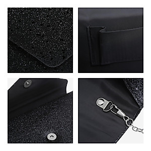 Dasein Women Glitter Evening Bags Formal Clutches Wedding Purses Party Dressy Clutch Purse Cocktail Prom Handbags (Black)