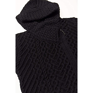 Aran Crafts Women's Cable Knit Comfortable Side Zip Hoodie (HD4916-MED-BLAC) Black