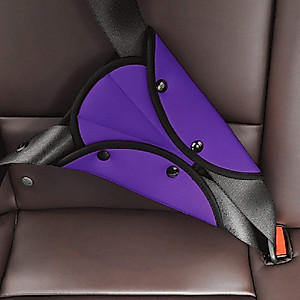 AK KYC 2 Pack Seatbelt Adjuster for Kids Car Child Seatbelt Adjusters Belt Cover Strap Protector Pad for Children Baby Adult Shoulder Neck Safety Triangle Positioner Purple + Blue