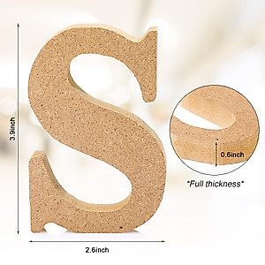 4 Inch DIY Wooden Letters for Crafts Easter Alphabet Letters for Table Decoration Paintable Decorative Letters Standing Letters Slices Sign Board Decoration for Craft Home Party Projects (S Style)