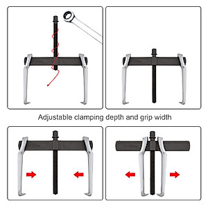 ChgImposs 8 Inch CR-V 2-Jaw Gear Puller, Adjustable Bearing Puller Gears, Reversible Removal Tool for External Internal Pulling, Single Hook Two Claws Puller Tool Separate Lifting Device