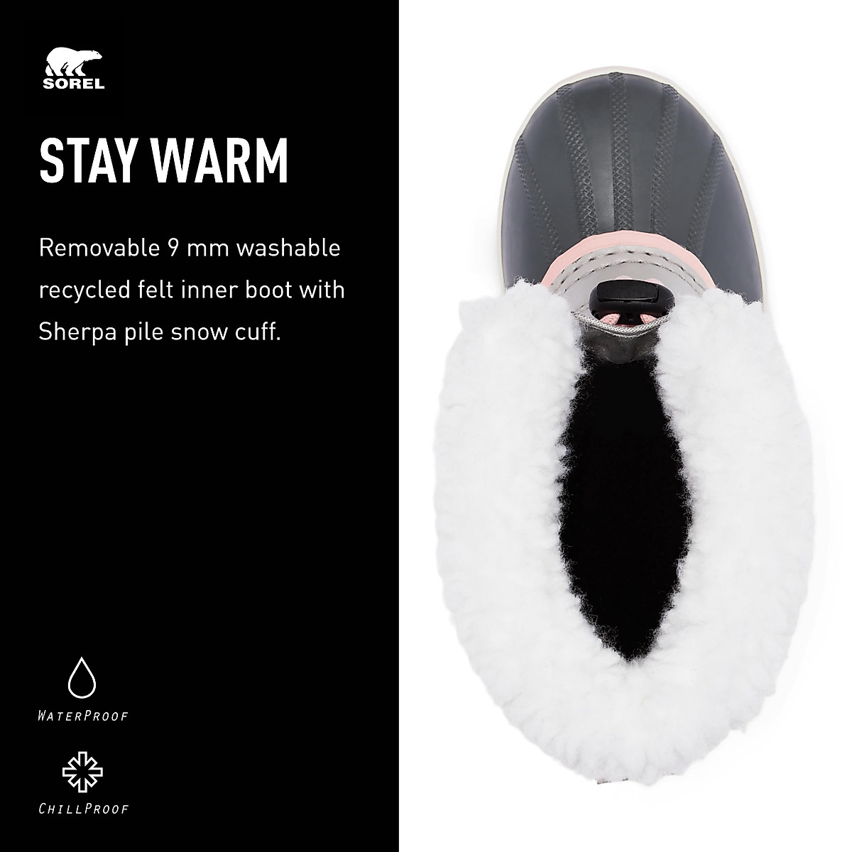 Sorel Youth Unisex Yoot PAC Nylon Waterproof Boots - Dove, Gum 2 - Size 2