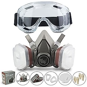 RSM Reusable Face Cover Set for Painting, Dust, Machine Polishing, Vapors with Filter Cotton, Glasses and Gloves for DIY and Other Work Protection
