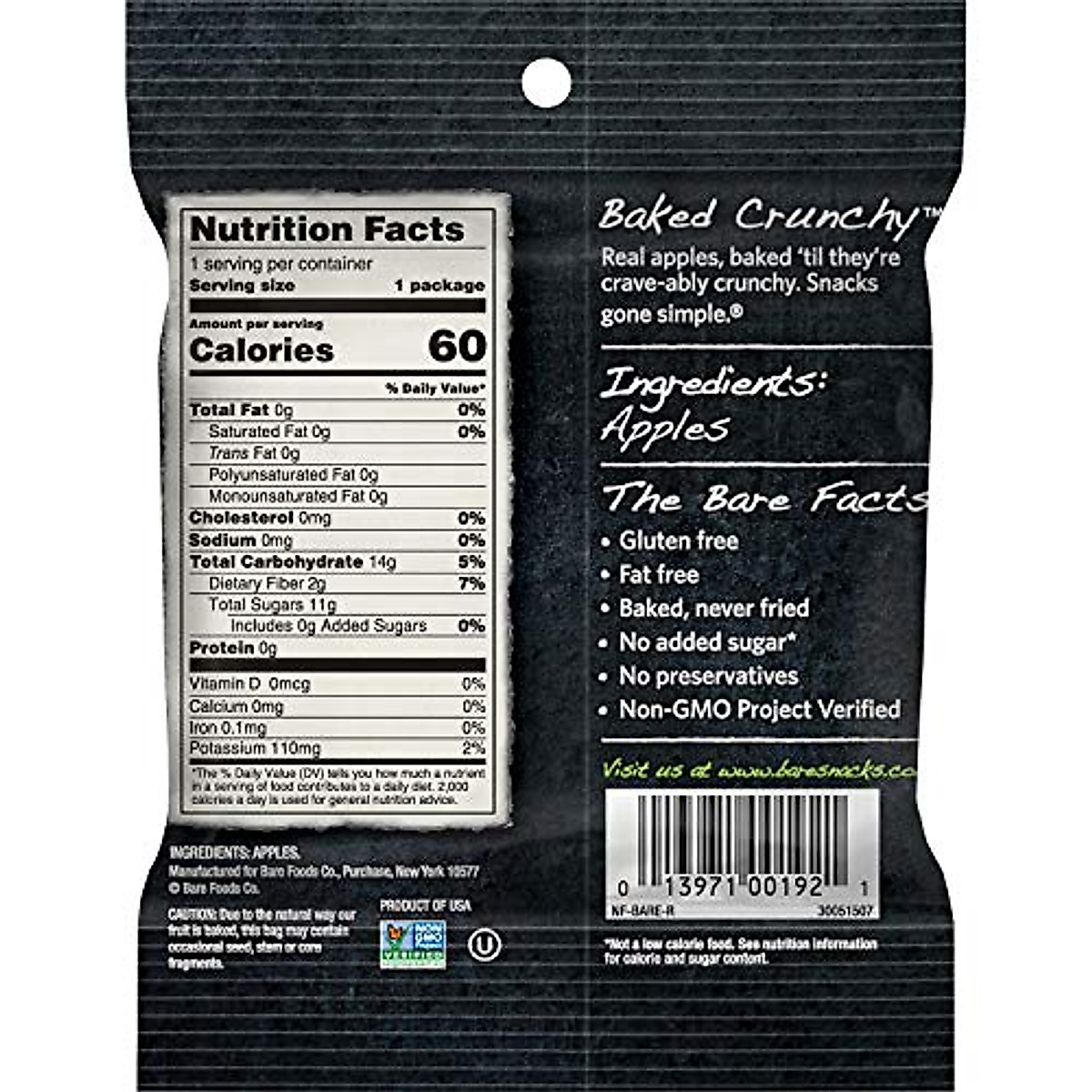 Bare Baked Crunchy Apple Fruit Snack Pack, Gluten Free Snacks, Fujis & Reds, 0.53 Ounce (Pack of 16)