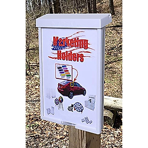 Set of 6, Outdoor Literature Dispenser for 8.25 x 11 Pamphlets with Clear Front Panel, Hinged Top Lid, Semi-Waterproof Brochure Holder for Wall Mount - Plastic, White