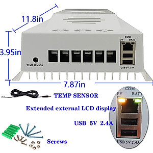OOYCYOO MPPT Charge Controller 100 amp 12V/24V Auto, 100A Solar Panel Charge Regulator with Blacklight LCD Display Max 100V for Lead-Acid Sealed Gel AGM Flooded Lithium Battery（+1.5M LCD485）