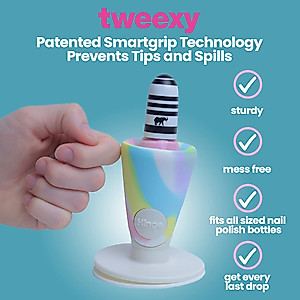 tweexy Hinge Untippable Nail Polish Bottle Holder | Anti-Spill Nail Polish Holder Stand, Tilted, IntelliStick Airlock Suction | Fingernail Painting, Nail Art Tools | Nail Polish Accessories (Unicorn)